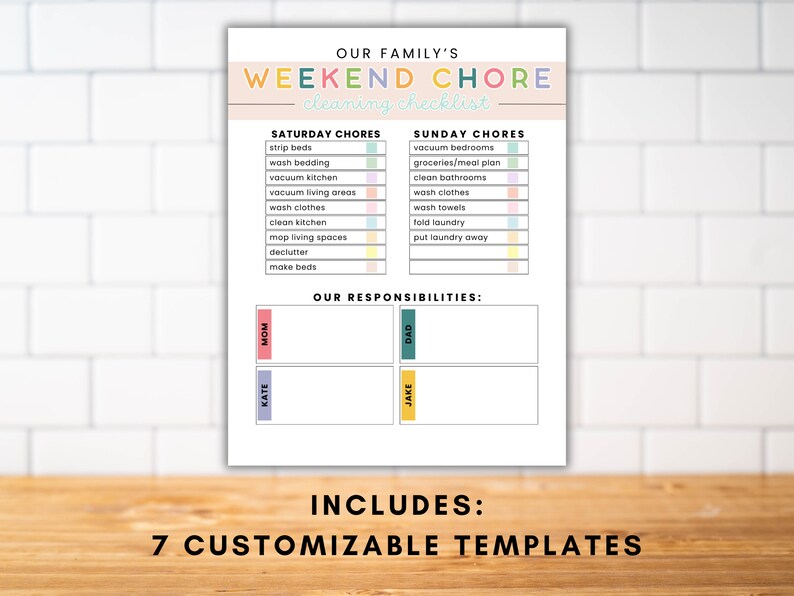 Chore Chart, Family Chore Chart, Responsibility Chart, Routine Chart ...