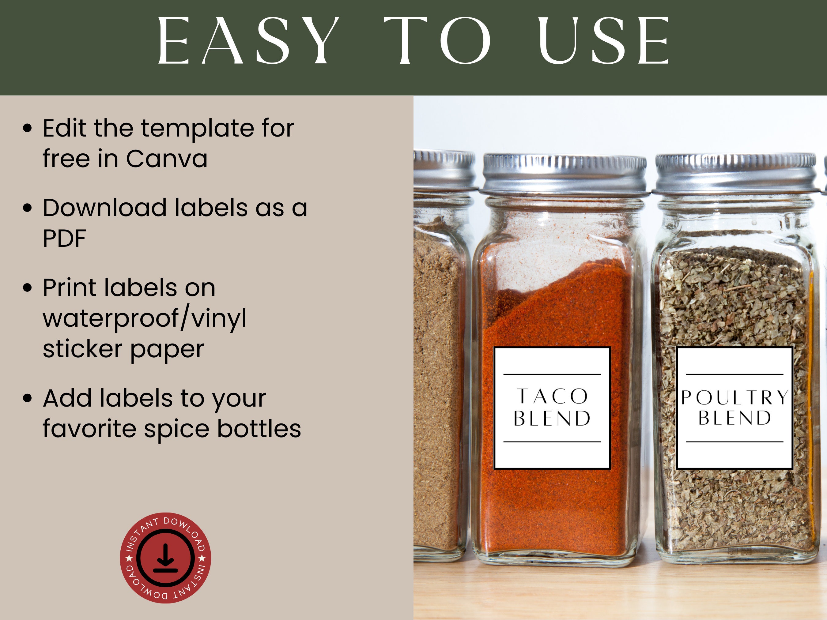 Printable Spice Jar Labels, Printable Spice Labels, Custom Spice Labels ...