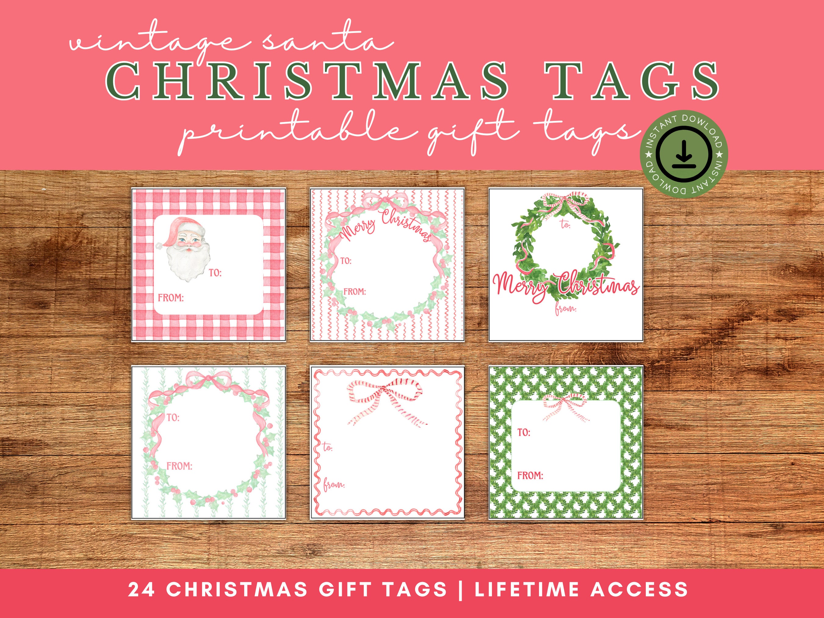 Printable Christmas Gift Tags, Vintage Christmas Gift Tags, Printable ...