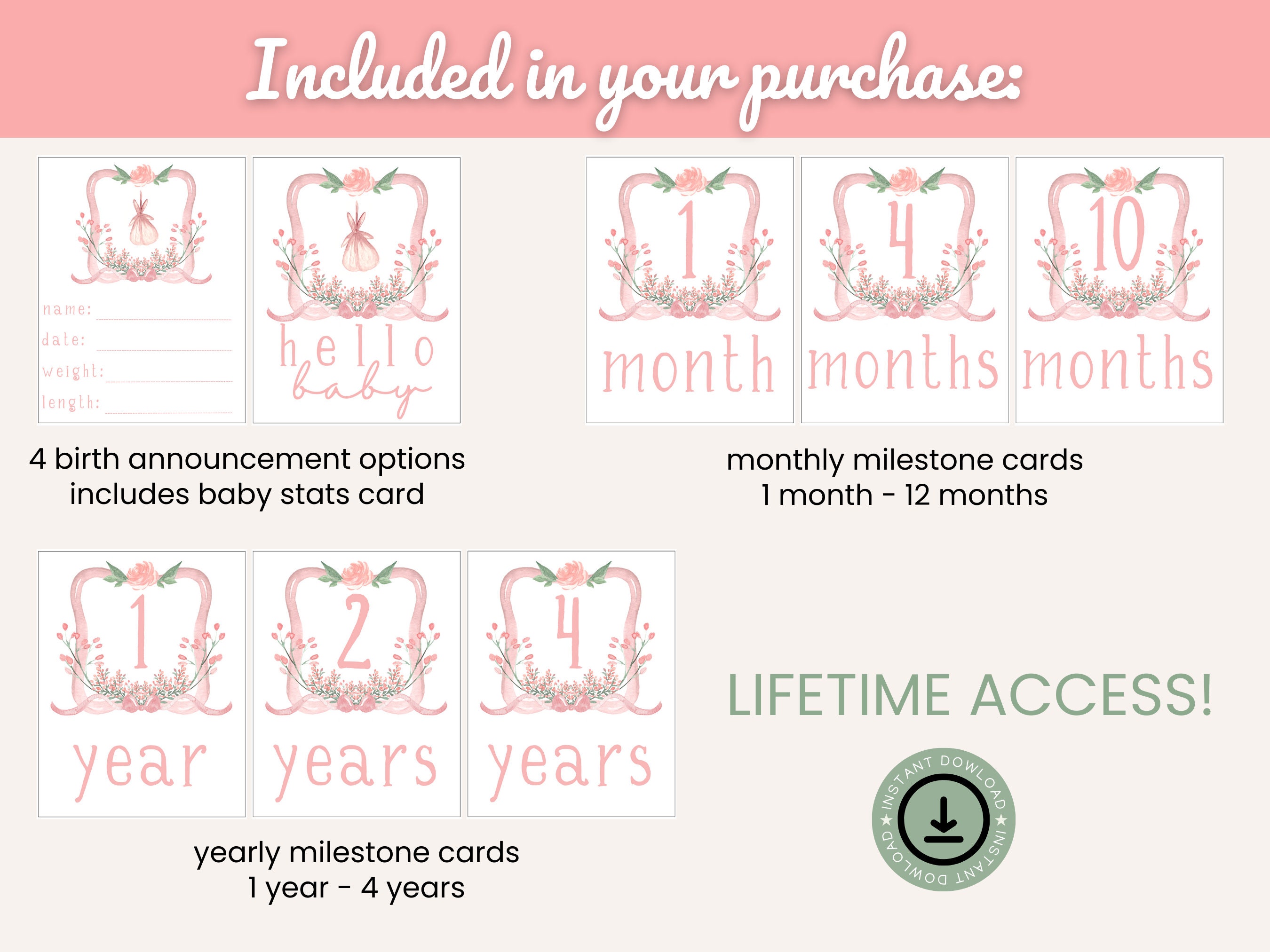Milestone Cards, Printable Milestone Cards, Baby Month Cards, Printable ...