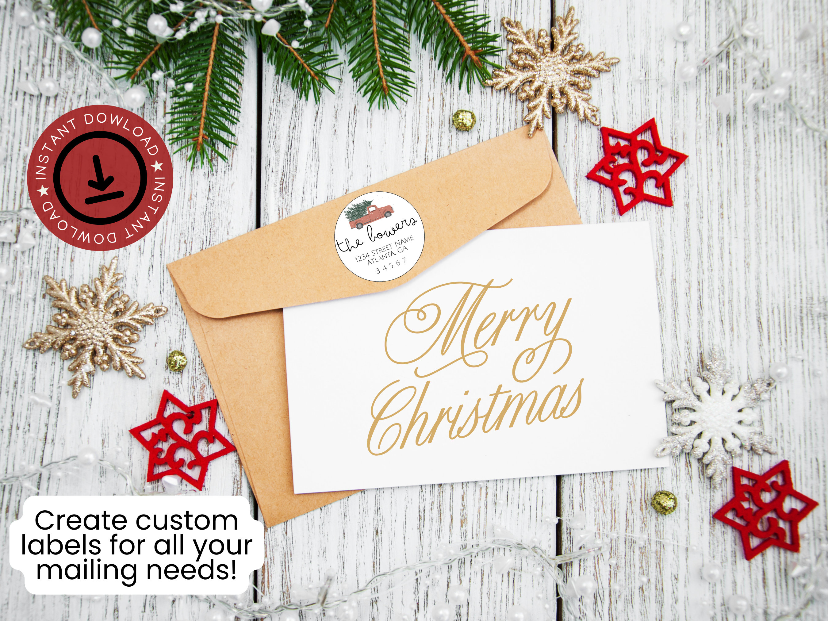 Christmas Address Labels, Printable Address Labels, Round Return ...