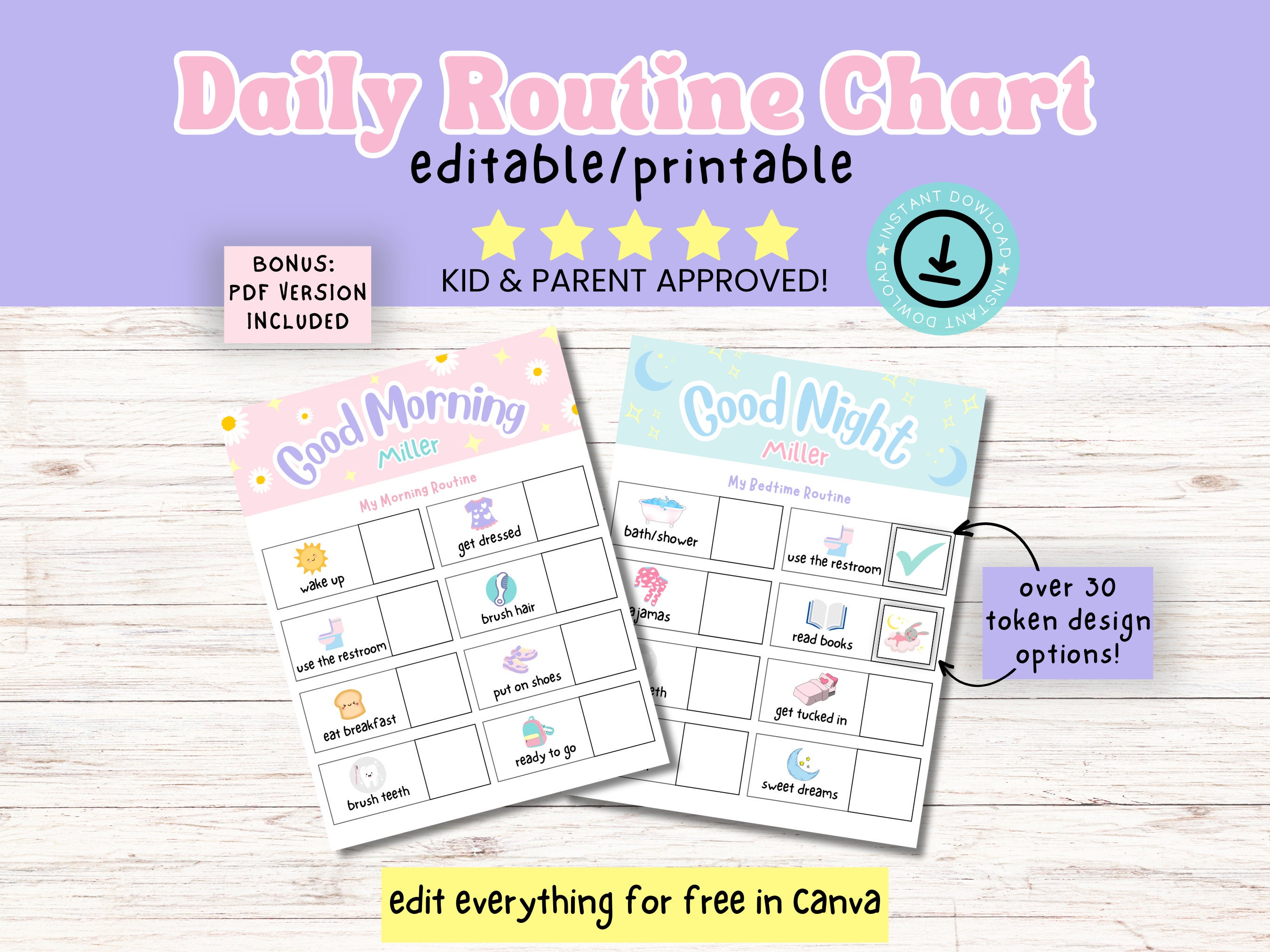 Toddler Routine Chart, Daily Routine Chart, Responsibility Chart ...