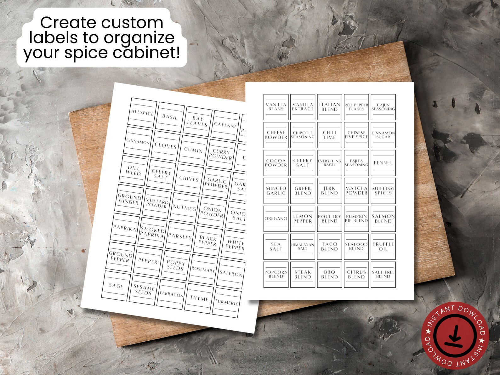 Printable Spice Jar Labels, Printable Spice Labels, Custom Spice Labels ...