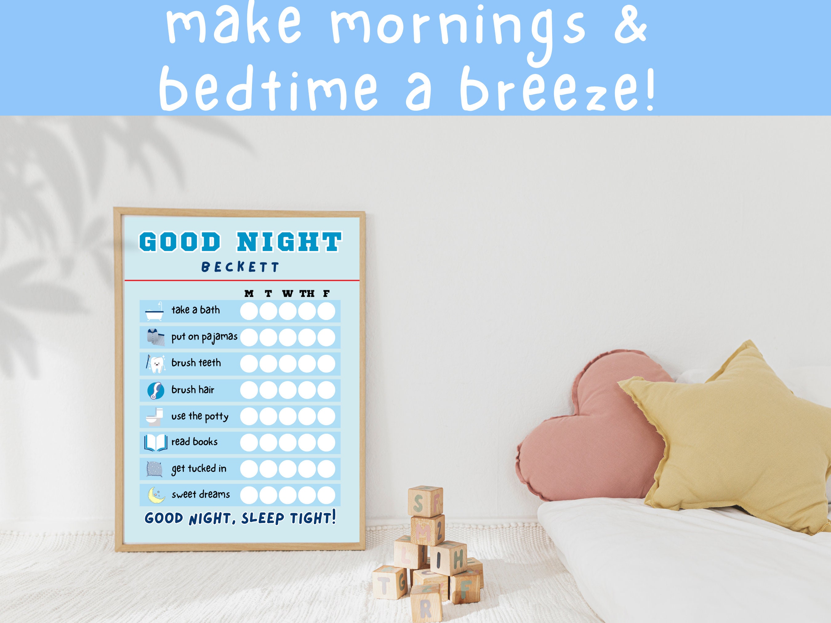 Daily Routine, Bedtime Routine Chart, Morning Routine, Printable Reward ...