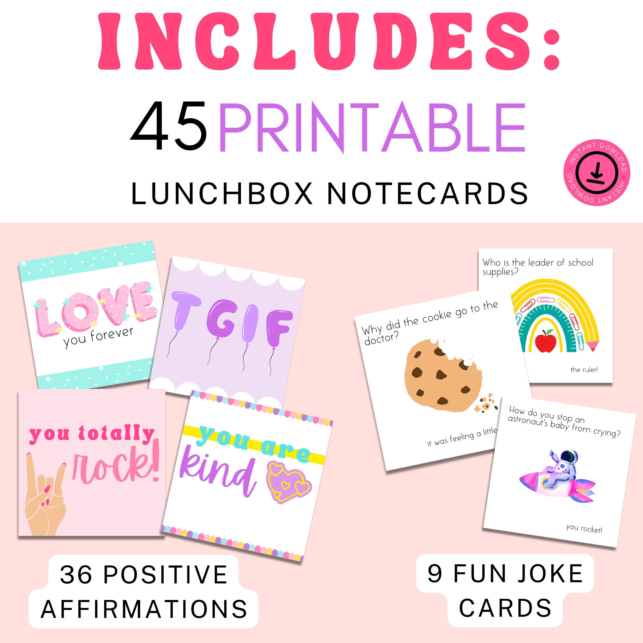 Printable Lunch Notes, Lunch Box Notes, Lunch Box Jokes, Lunch Notes ...