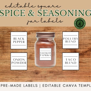 Printable Spice Jar Labels, Printable Spice Labels, Custom Spice Labels ...