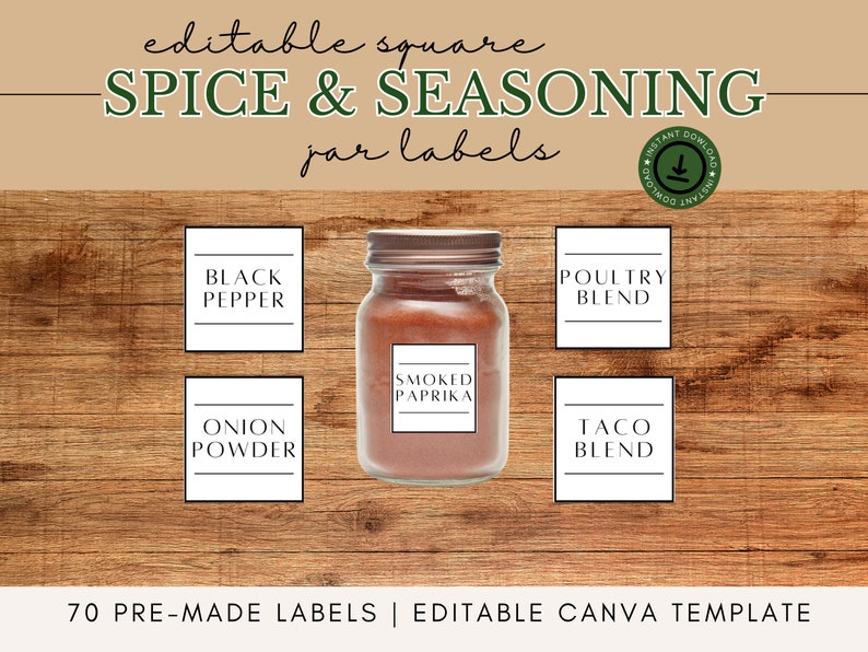 Printable Spice Jar Labels, Printable Spice Labels, Custom Spice Labels ...