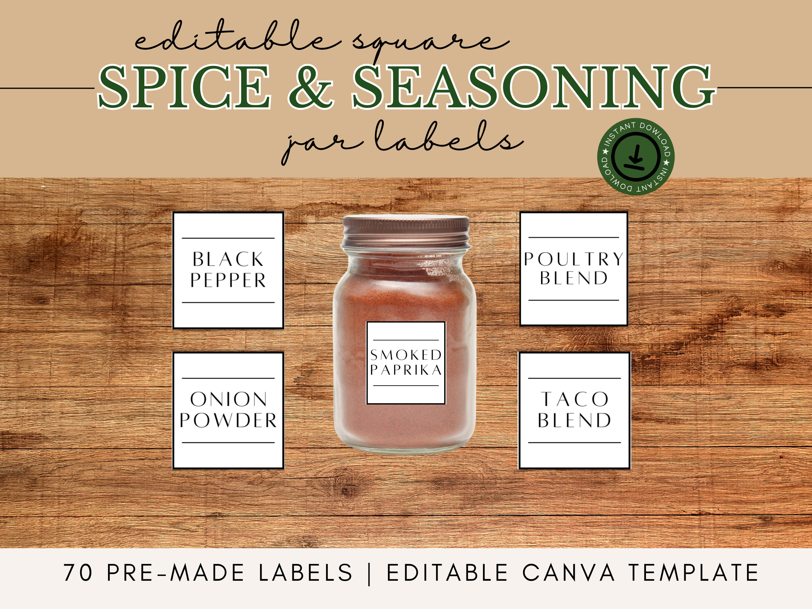 Printable Spice Jar Labels, Printable Spice Labels, Custom Spice Labels ...
