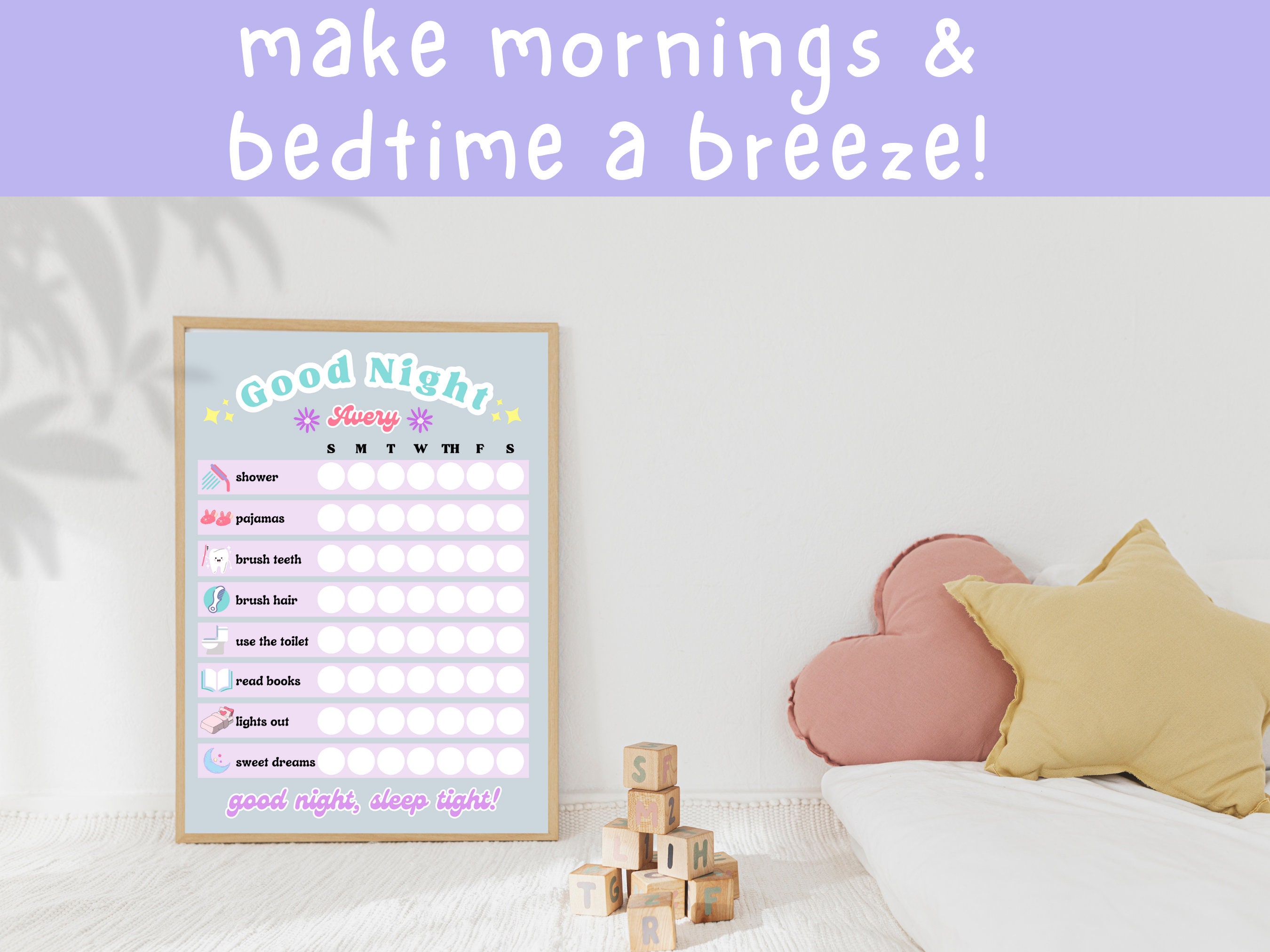 Morning Routine Chart, Bedtime Routine Chart, Daily Routine Chart, Kids ...
