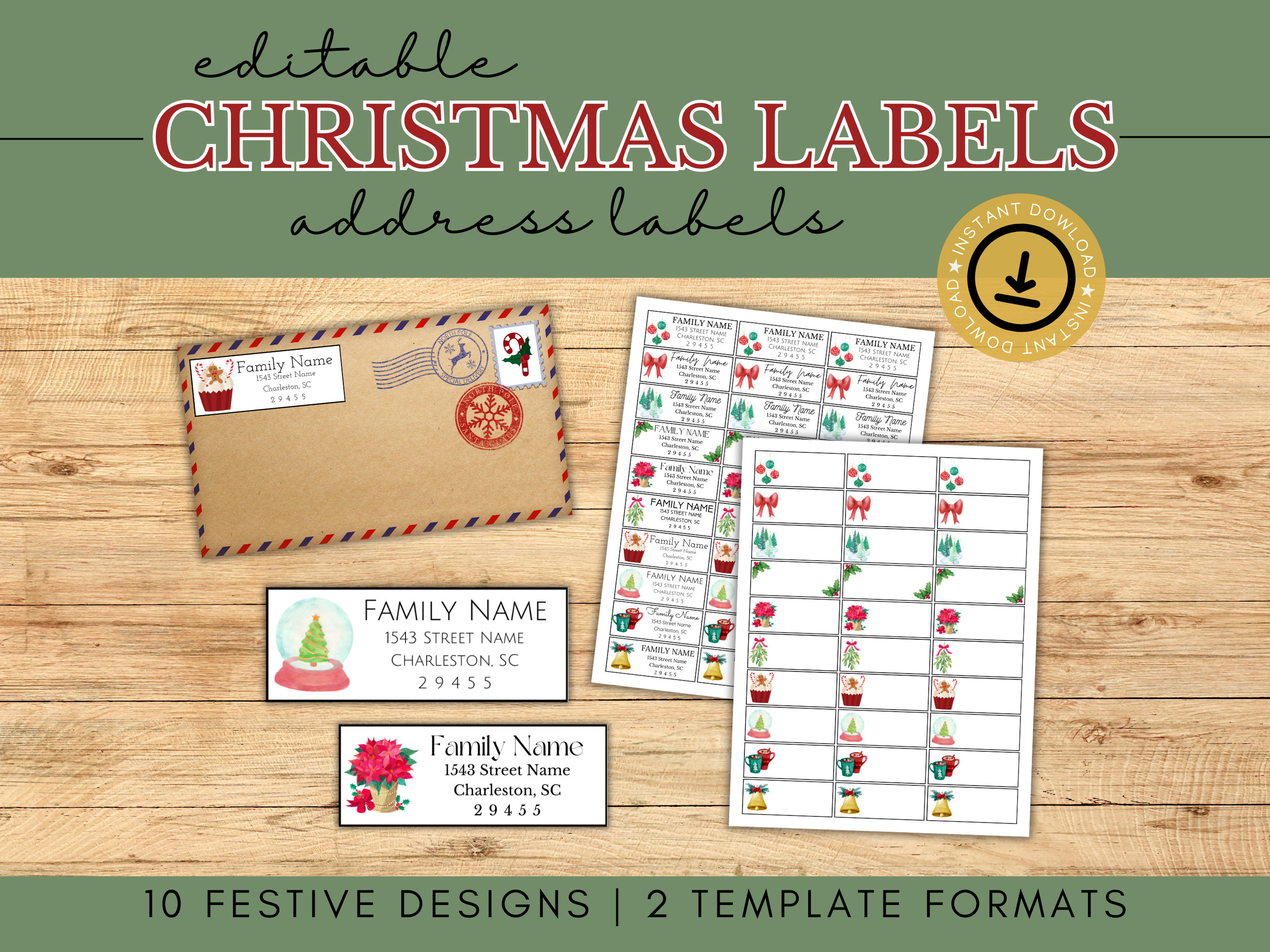 Christmas Address Labels, Vintage Christmas Labels, Personalized ...