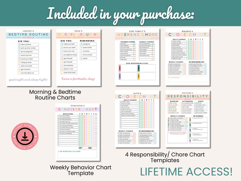 Chore Chart, Family Chore Chart, Responsibility Chart, Routine Chart ...