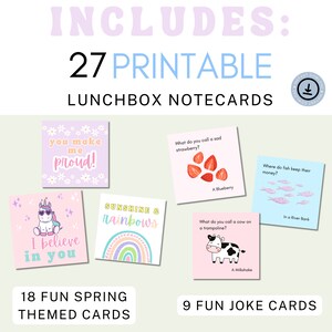 Printable Lunch Notes, Printable Affirmation Cards, Lunch Box Jokes ...