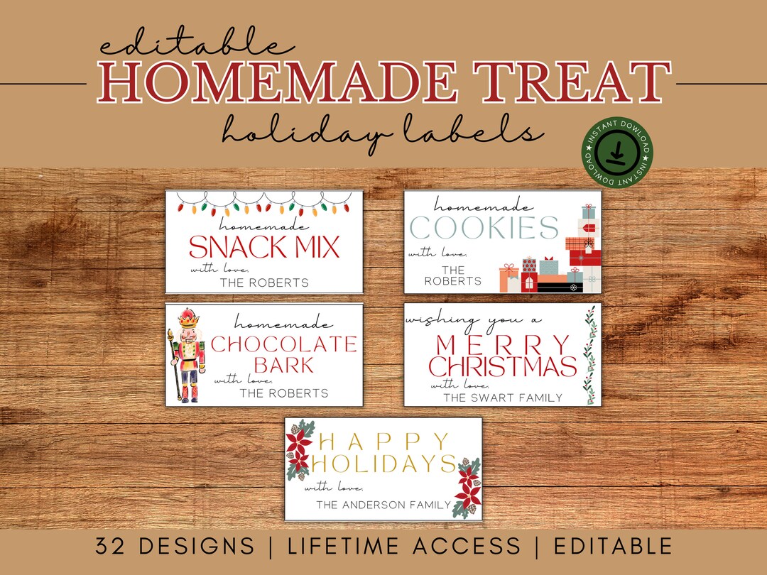 Christmas Jar Labels, Vintage Christmas Labels, Printable Christmas ...