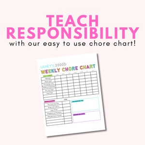 Family Chore Chart, Responsibility Chart, Daily Routine Chart, Weekly ...