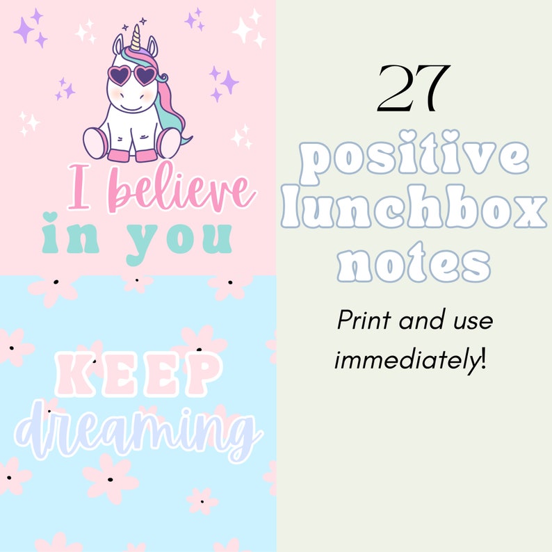 Printable Lunch Notes, Printable Affirmation Cards, Lunch Box Jokes ...