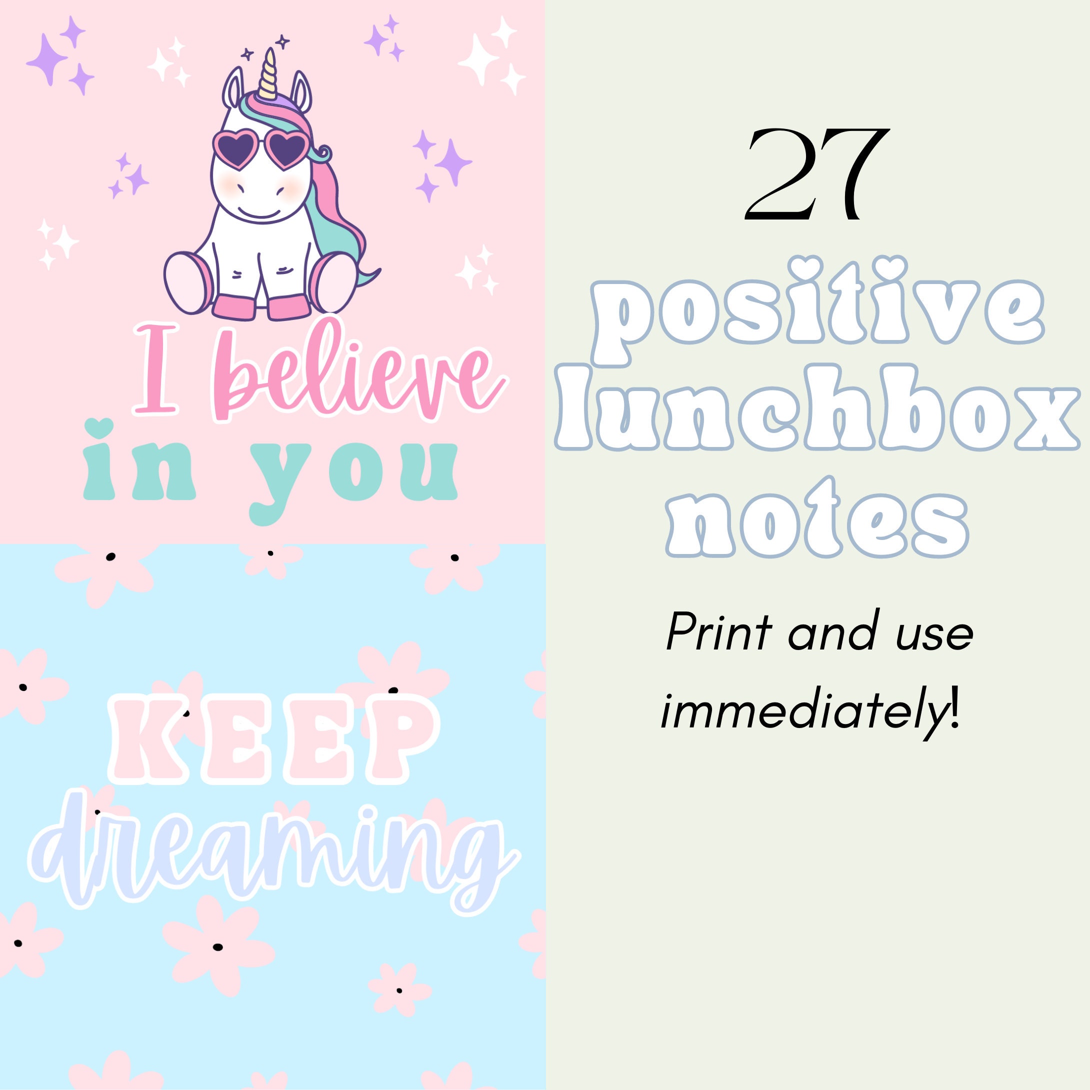 Printable Lunch Notes, Printable Affirmation Cards, Lunch Box Jokes ...