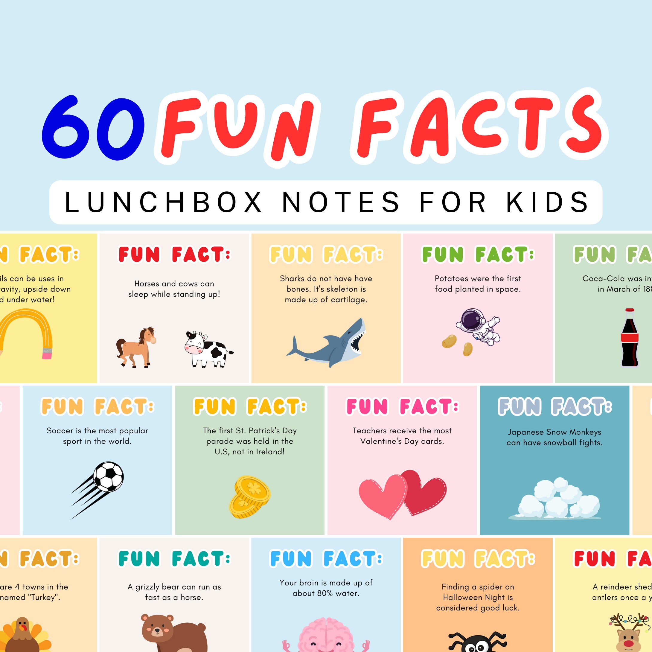 Printable Lunchbox Notes, Printable Lunch Notes, Lunchbox Notes, Lunch ...