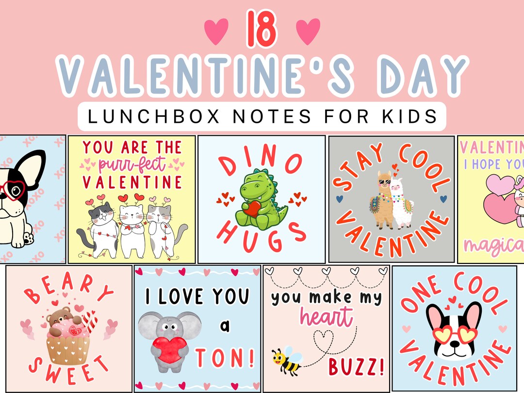 Lunchbox Notes, Printable Lunch Notes, Printable Valentine Cards ...