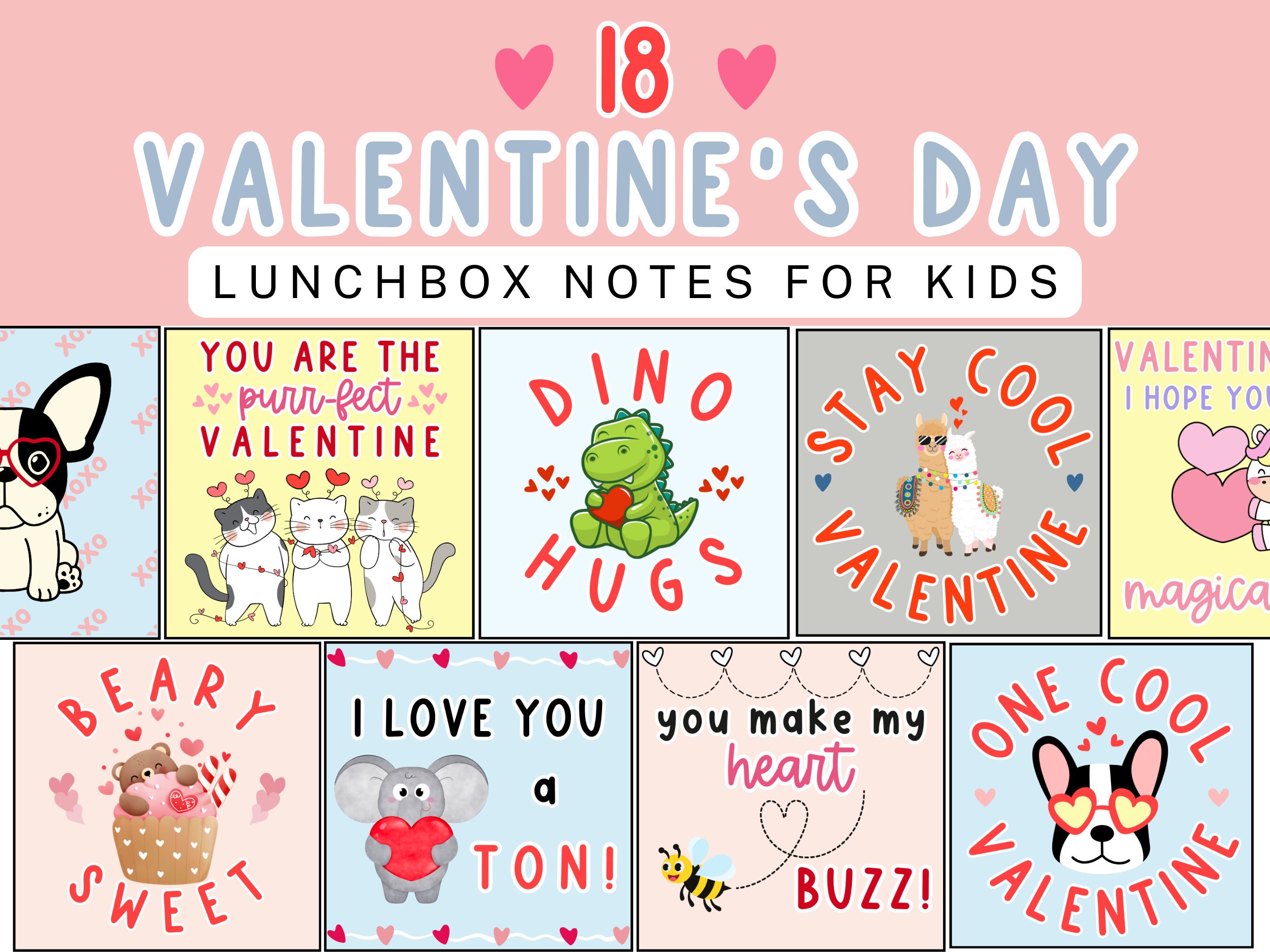 Lunchbox Notes, Printable Lunch Notes, Printable Valentine Cards ...