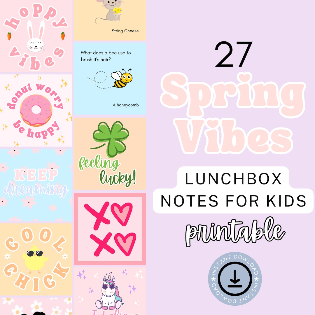 Printable Lunch Notes, Printable Affirmation Cards, Lunch Box Jokes ...