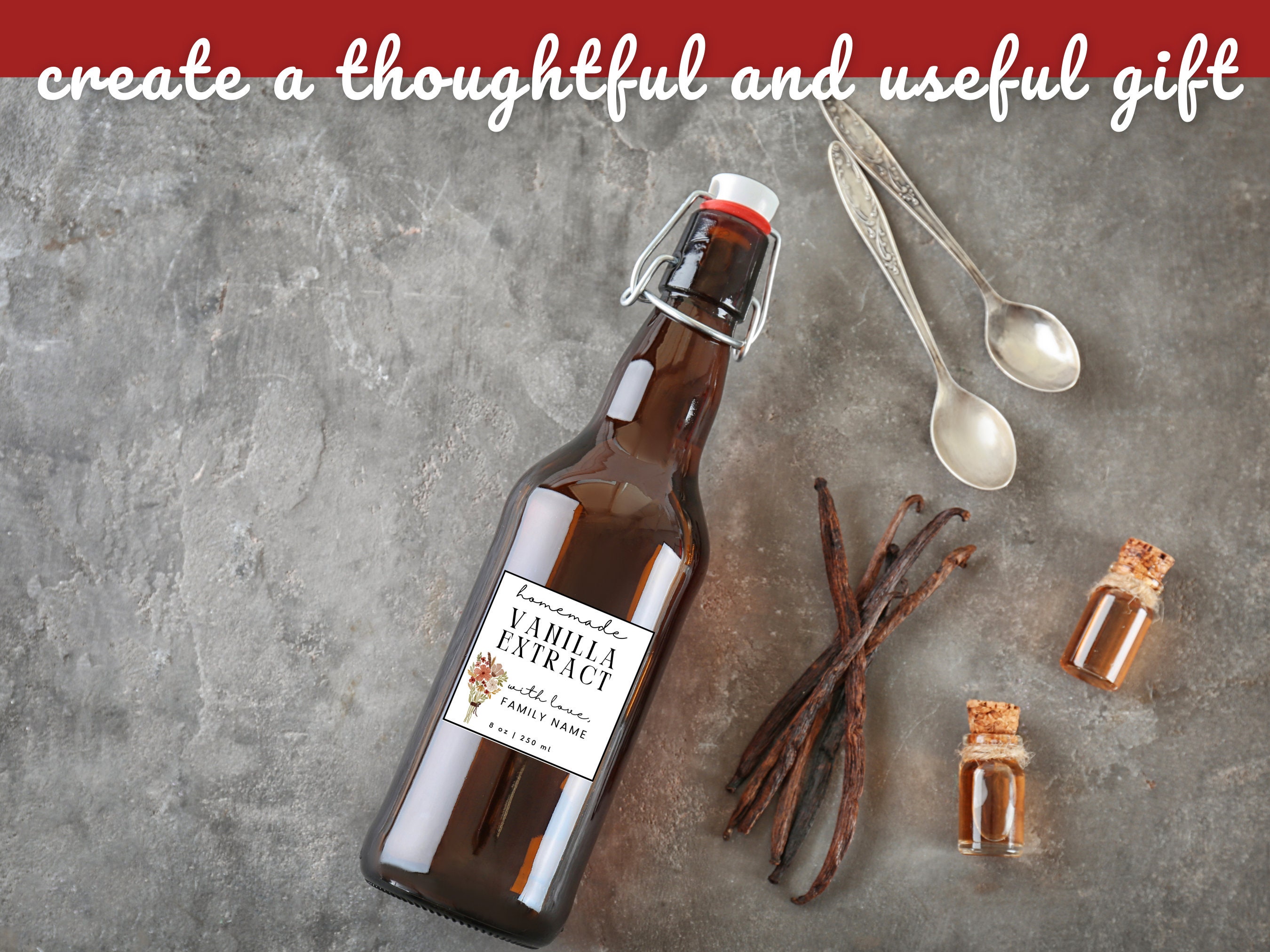 Vanilla Extract, Vanilla Extract Labels, Christmas Jar Labels, Homemade ...