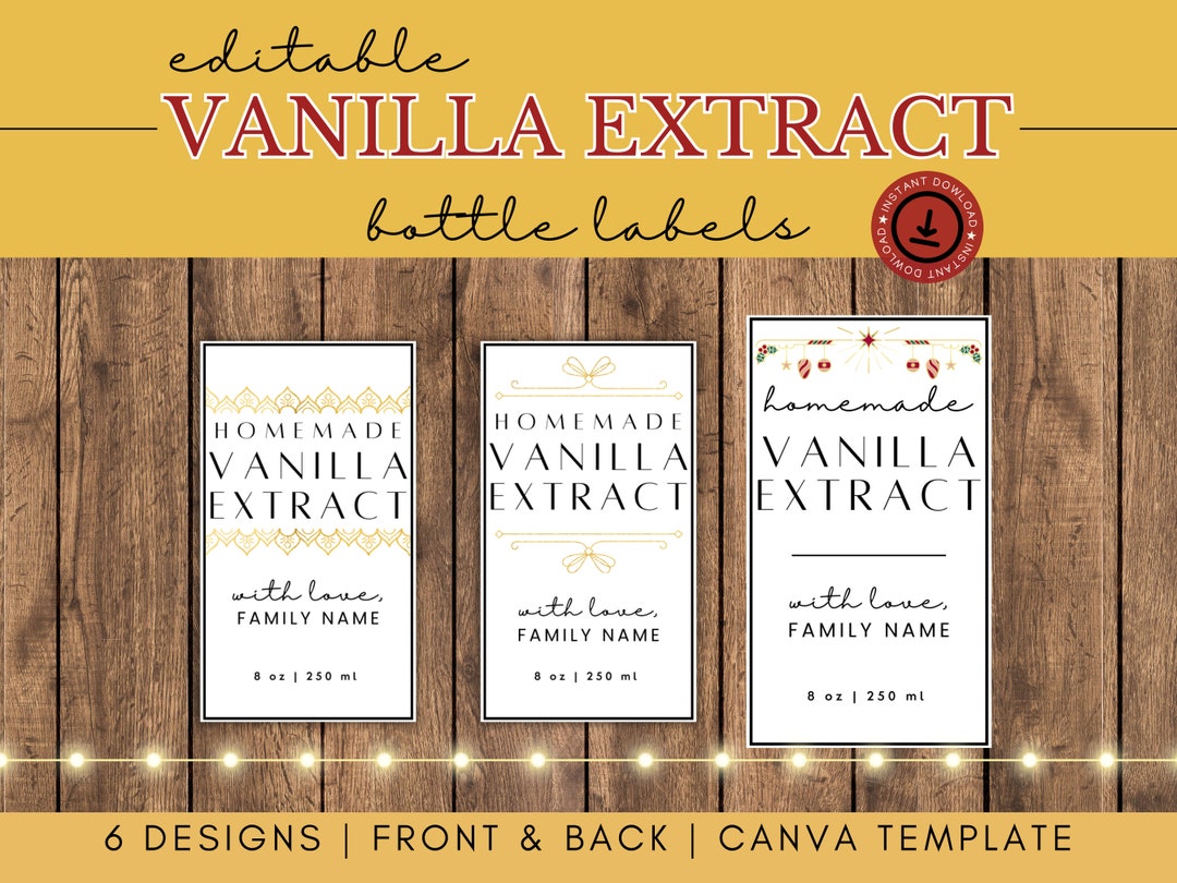 Vanilla Extract Labels, Vanilla Extract, Homemade Vanilla, Editable ...