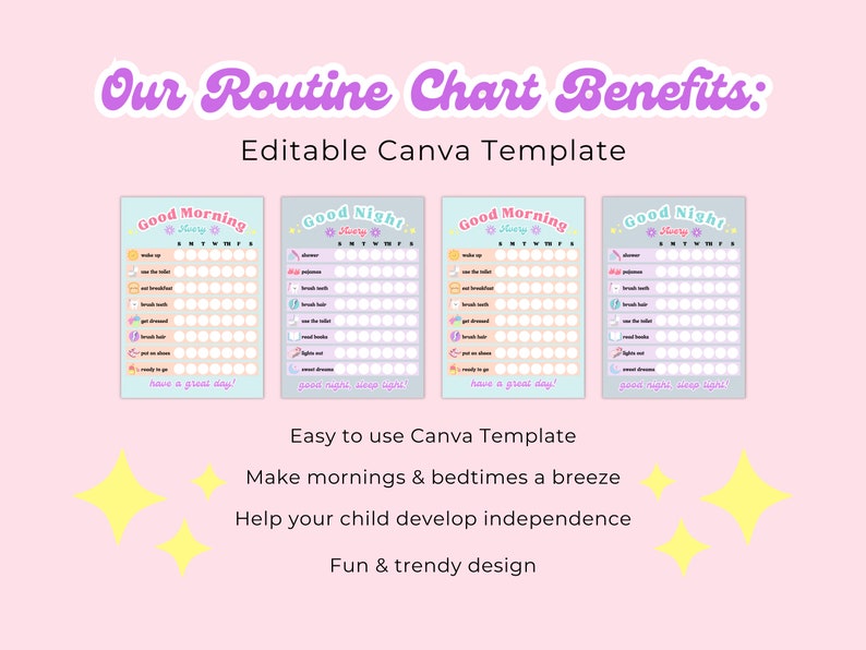 Morning Routine Chart, Bedtime Routine Chart, Daily Routine Chart, Kids ...