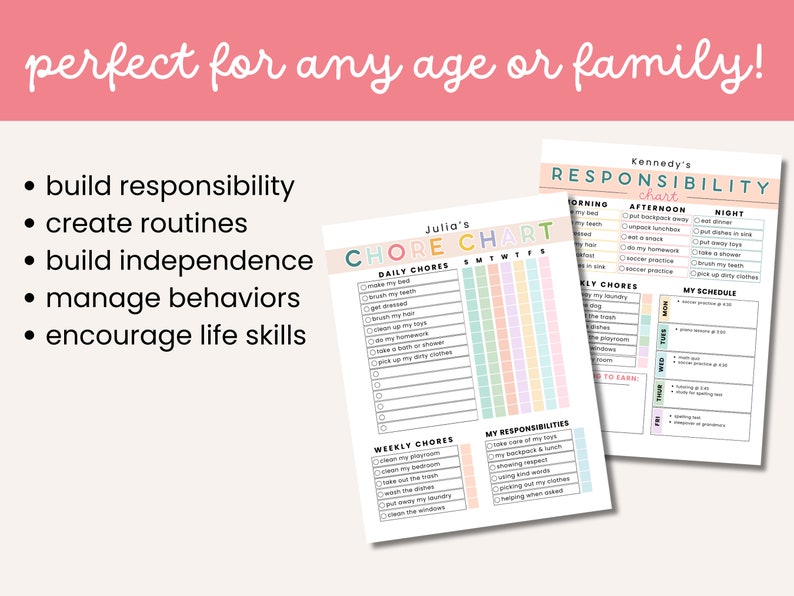 Chore Chart, Family Chore Chart, Responsibility Chart, Routine Chart ...
