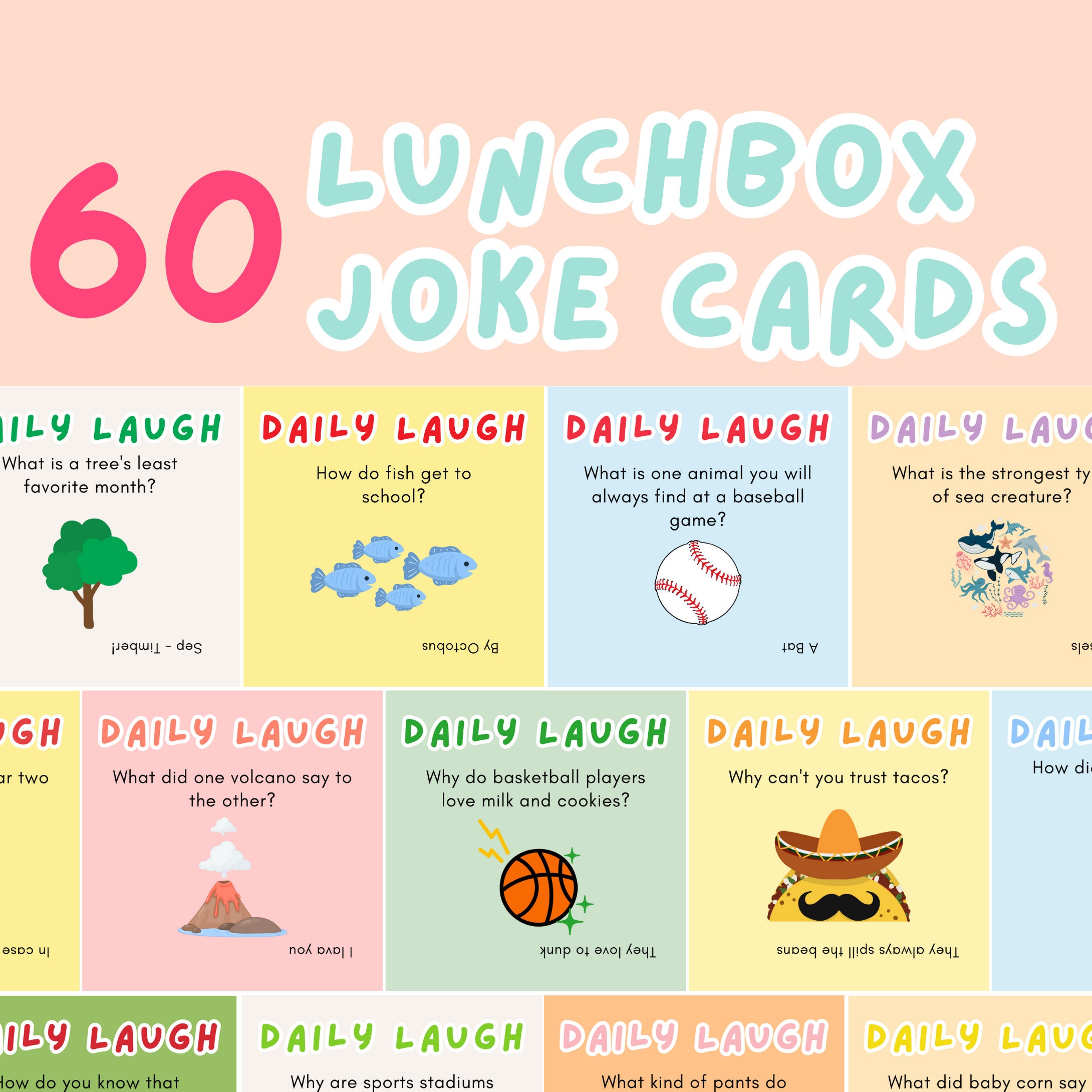 Lunch Box Jokes, Printable Lunchbox Notes, Lunch Box Notes, Printable ...