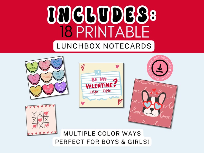 Lunchbox Notes, Printable Lunch Notes, Printable Valentine Cards ...