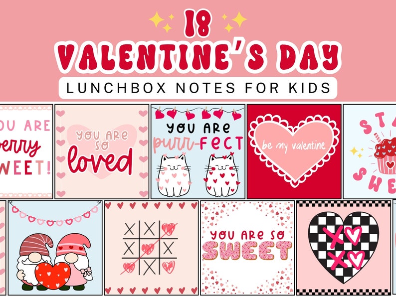 Lunchbox Notes, Printable Lunch Notes, Printable Valentine Cards ...