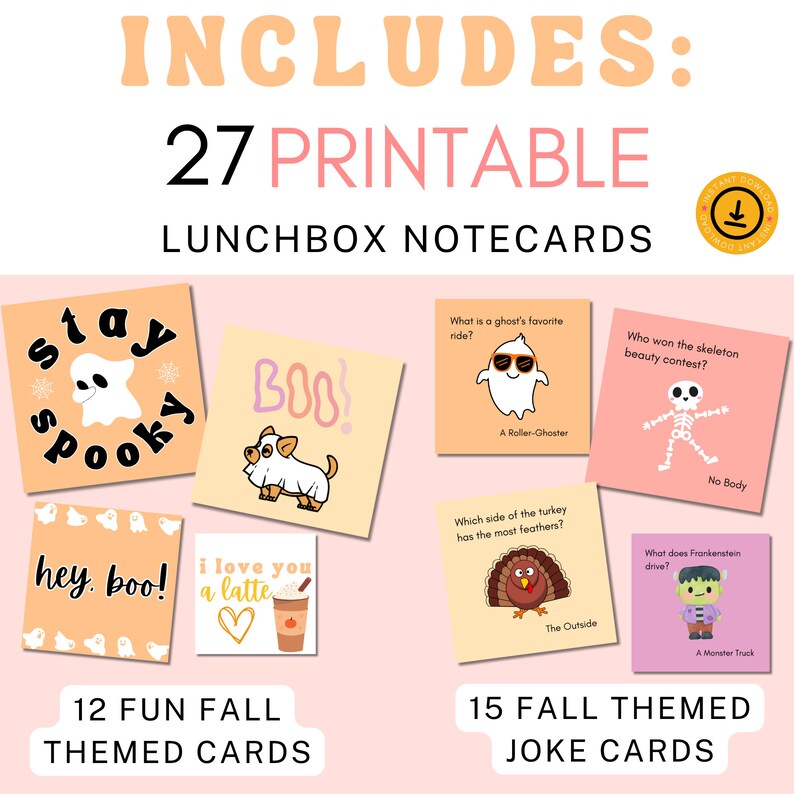 Printable Lunch Notes, Lunch Box Jokes, Back to School, Lunch Notes ...