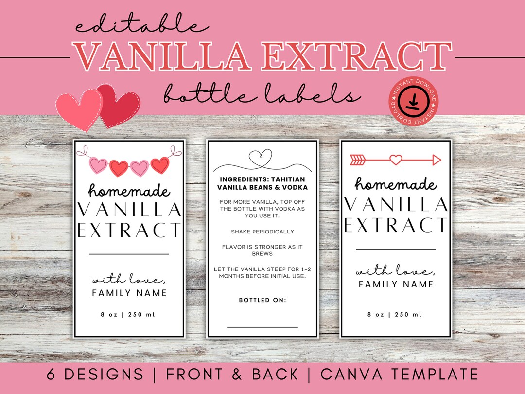 Vanilla Extract Labels, Vanilla Extract, Tags for Handmade Items ...