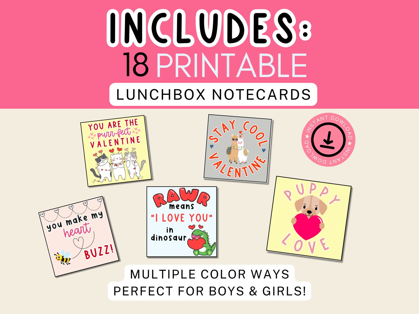 Lunchbox Notes, Printable Lunch Notes, Printable Valentine Cards ...