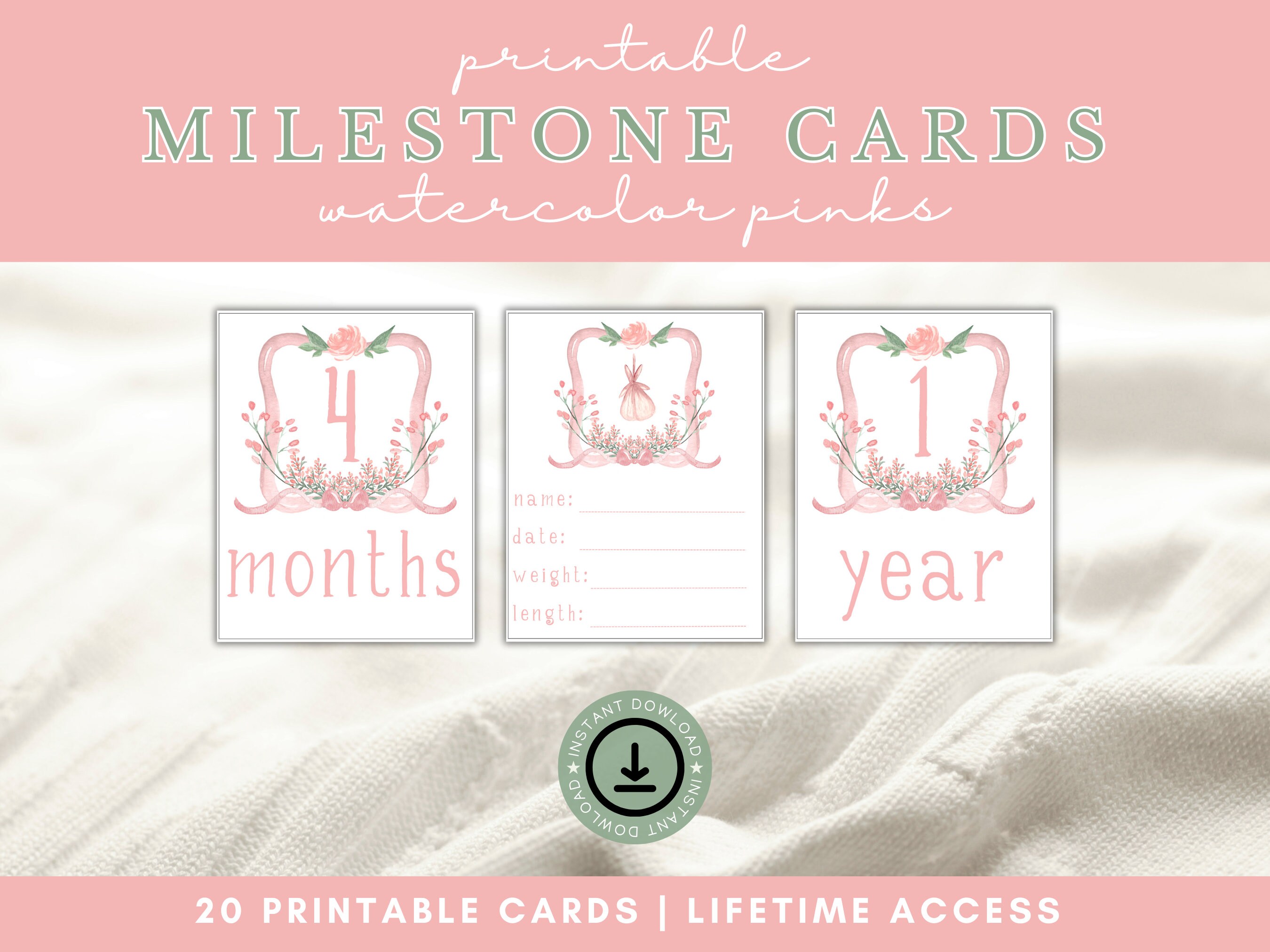 Milestone Cards, Printable Milestone Cards, Baby Month Cards, Printable ...