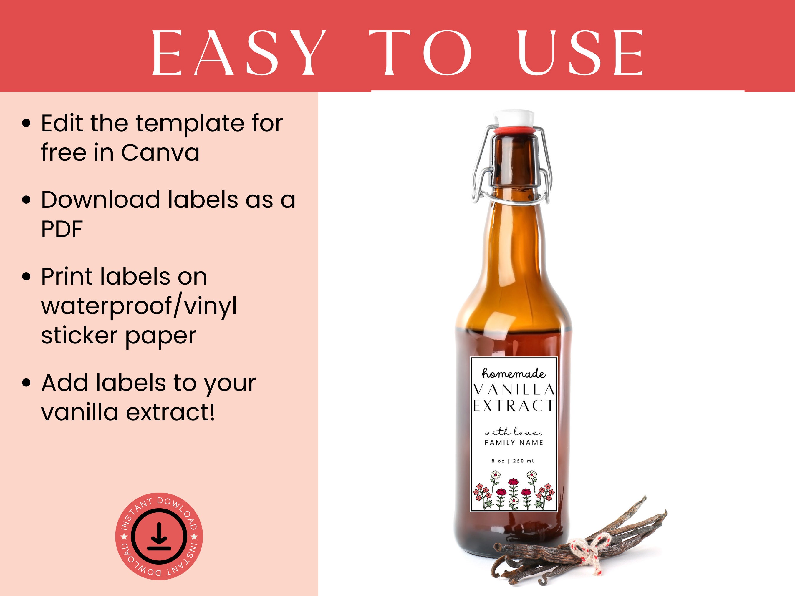 Vanilla Extract Labels, Vanilla Extract, Tags for Handmade Items ...