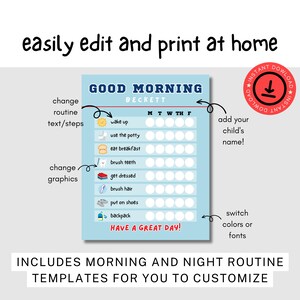 Daily Routine, Bedtime Routine Chart, Morning Routine, Printable Reward ...