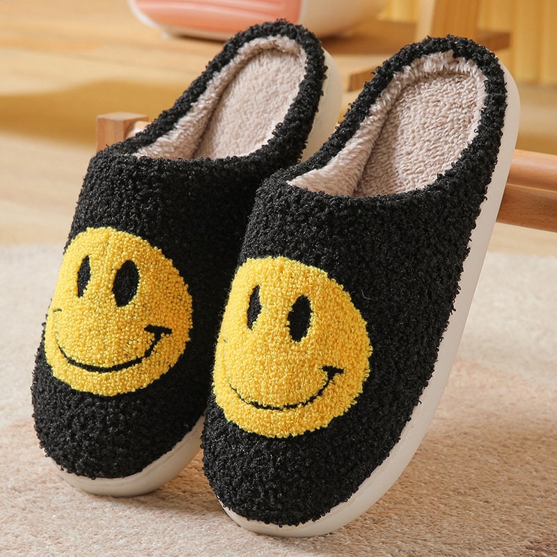 Adorable Smiley Face Slippers to Brighten Your Days, Cozy Cotton Indoor ...