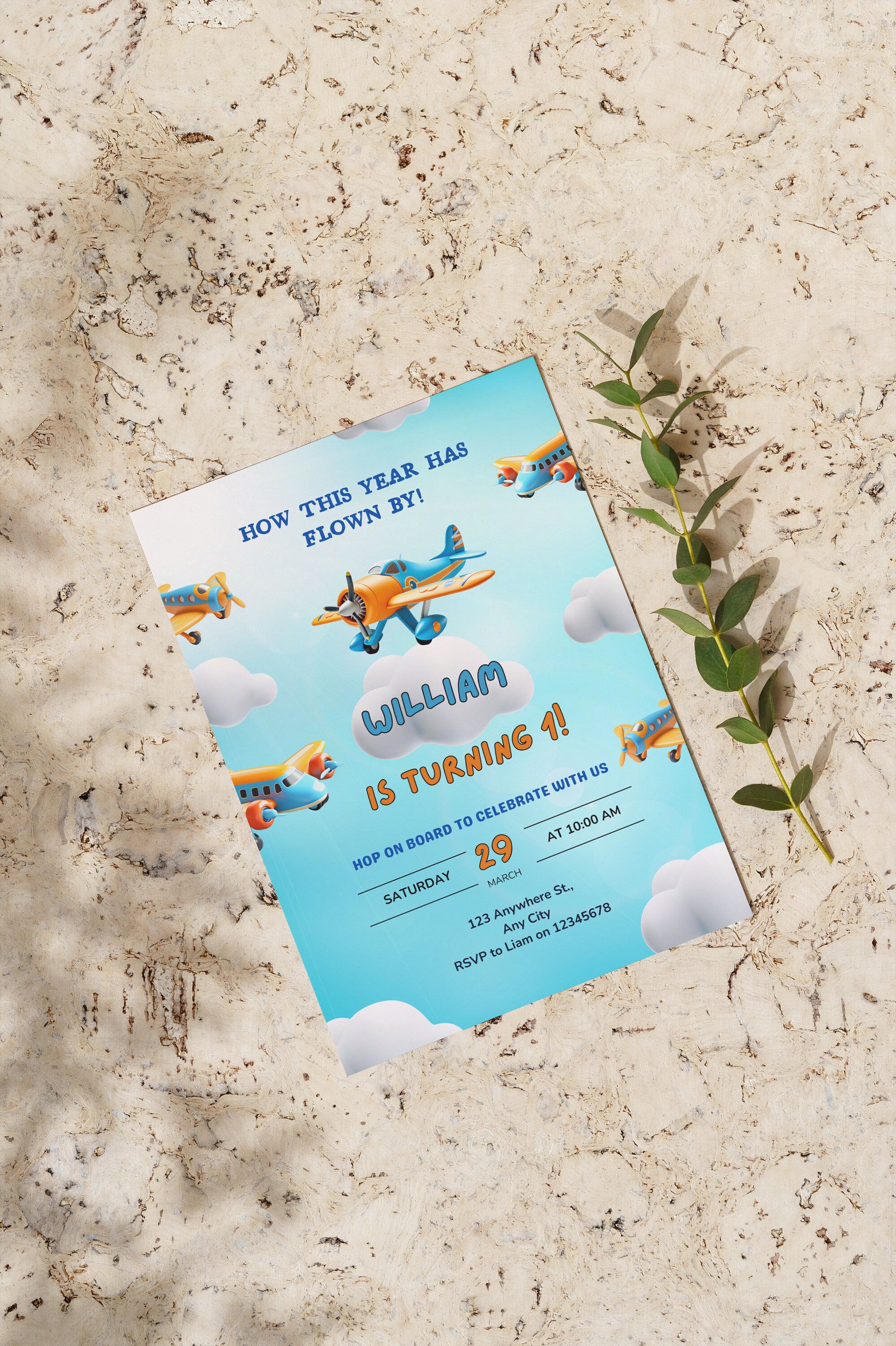 Plane Birthday Invitation for Kids Birthday Invite Airplane Invite ...