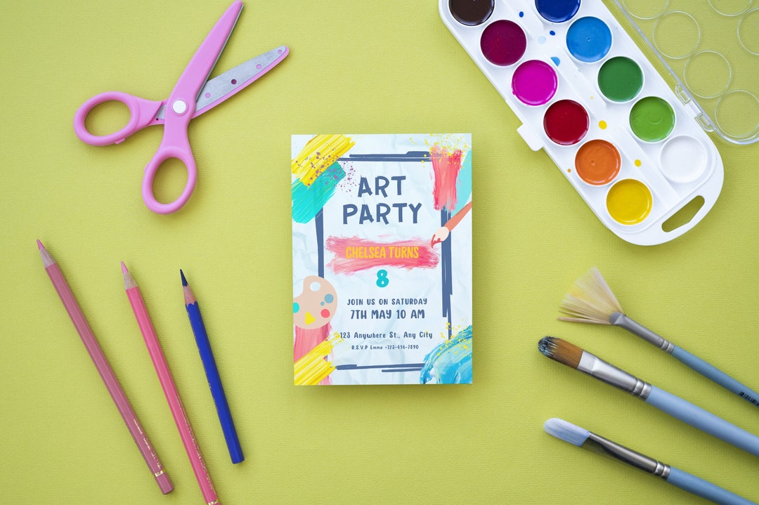 Art Birthday Invitation for Kids Birthday Invite Art Party Invite ...