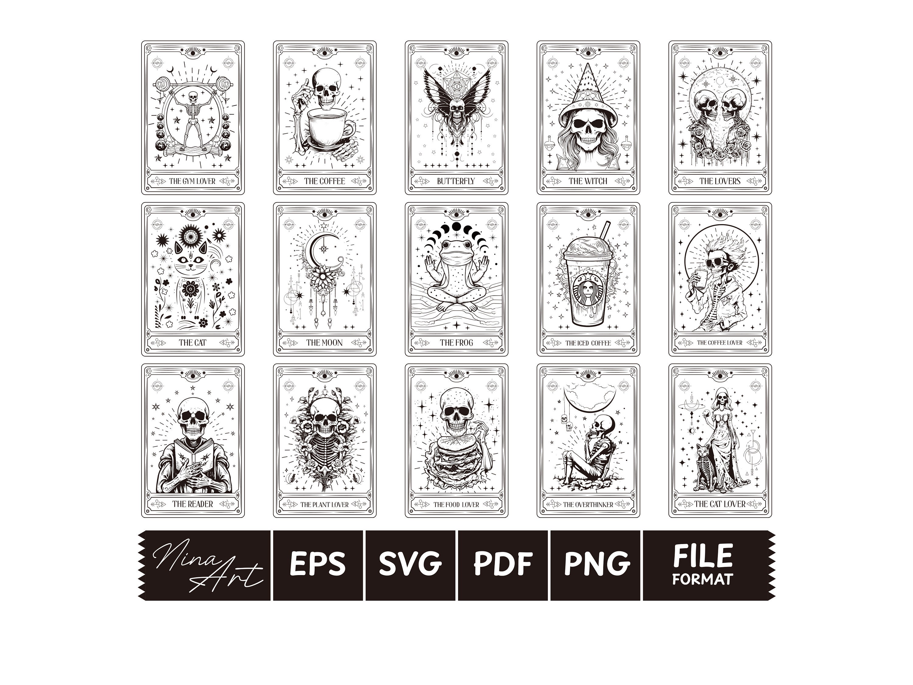 The Cat Lover Tarot SVG, Skeleton and Cat Svg, Cat Tarot Svg, Tarot ...