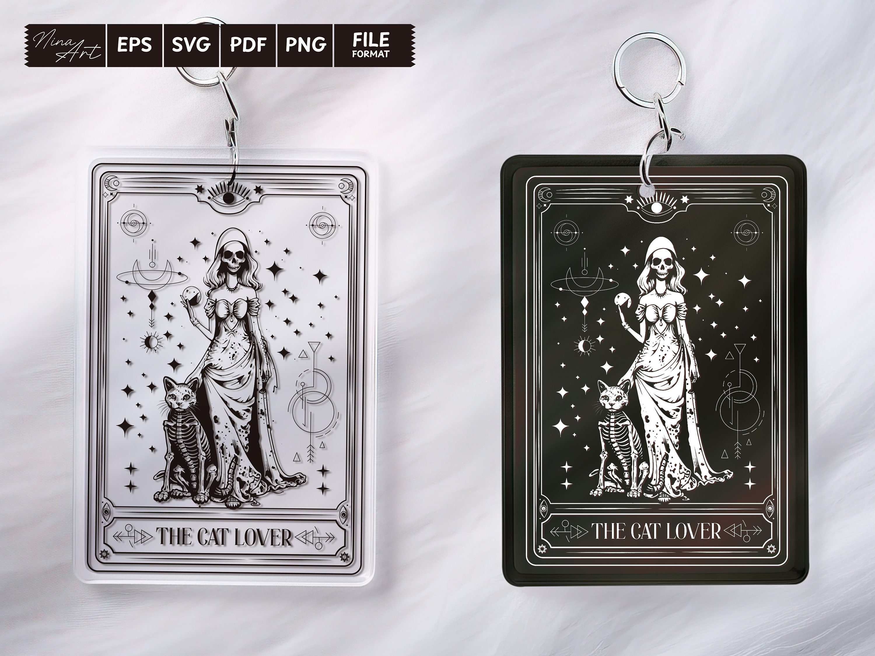 The Cat Lover Tarot SVG, Skeleton and Cat Svg, Cat Tarot Svg, Tarot ...