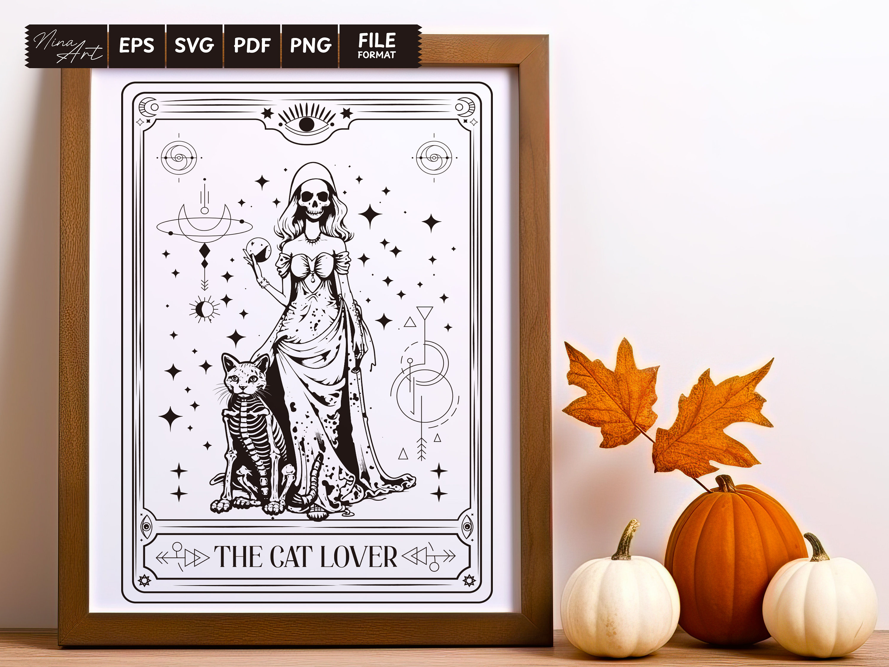 The Cat Lover Tarot SVG, Skeleton and Cat Svg, Cat Tarot Svg, Tarot ...