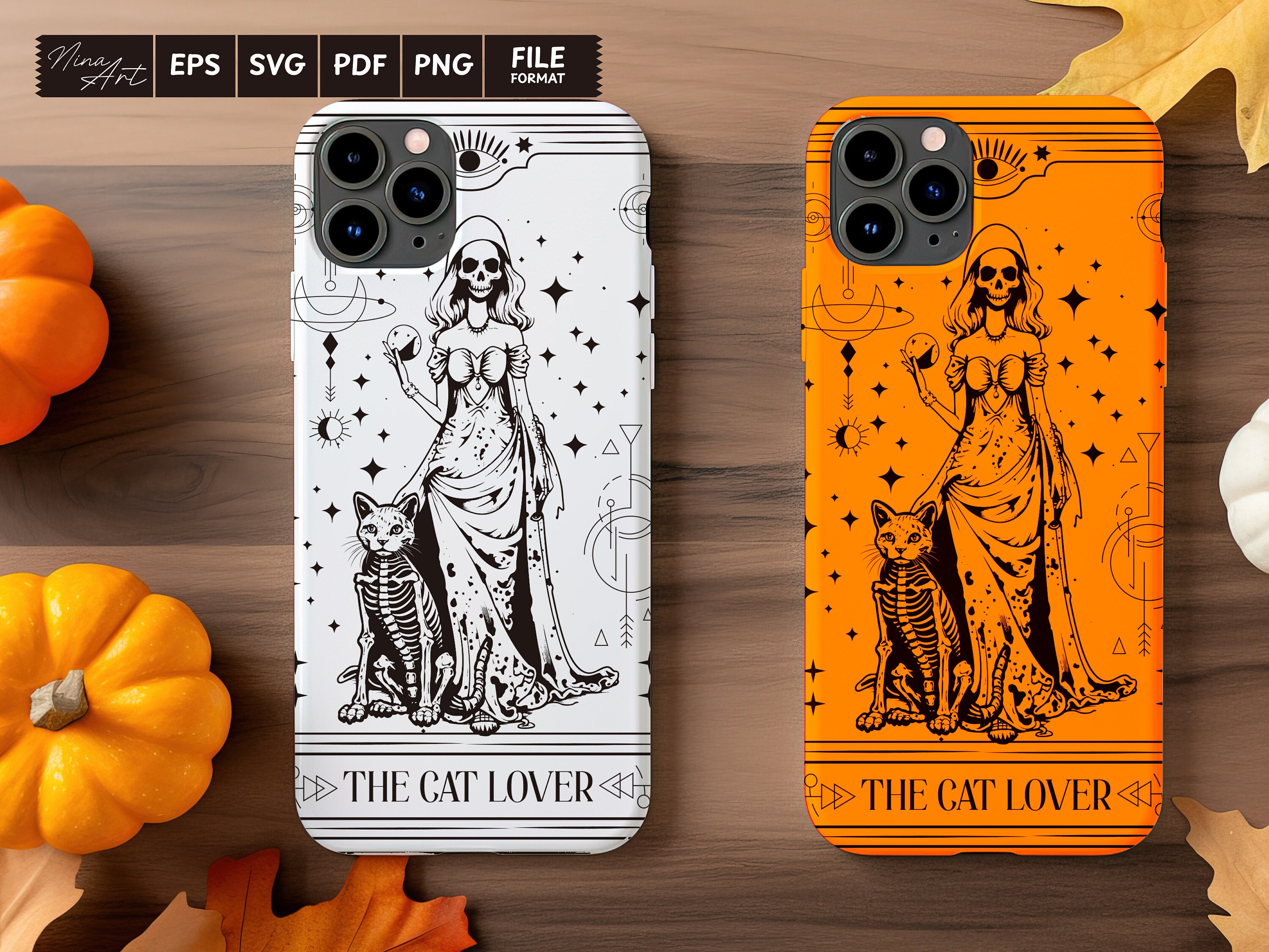 The Cat Lover Tarot SVG, Skeleton and Cat Svg, Cat Tarot Svg, Tarot ...