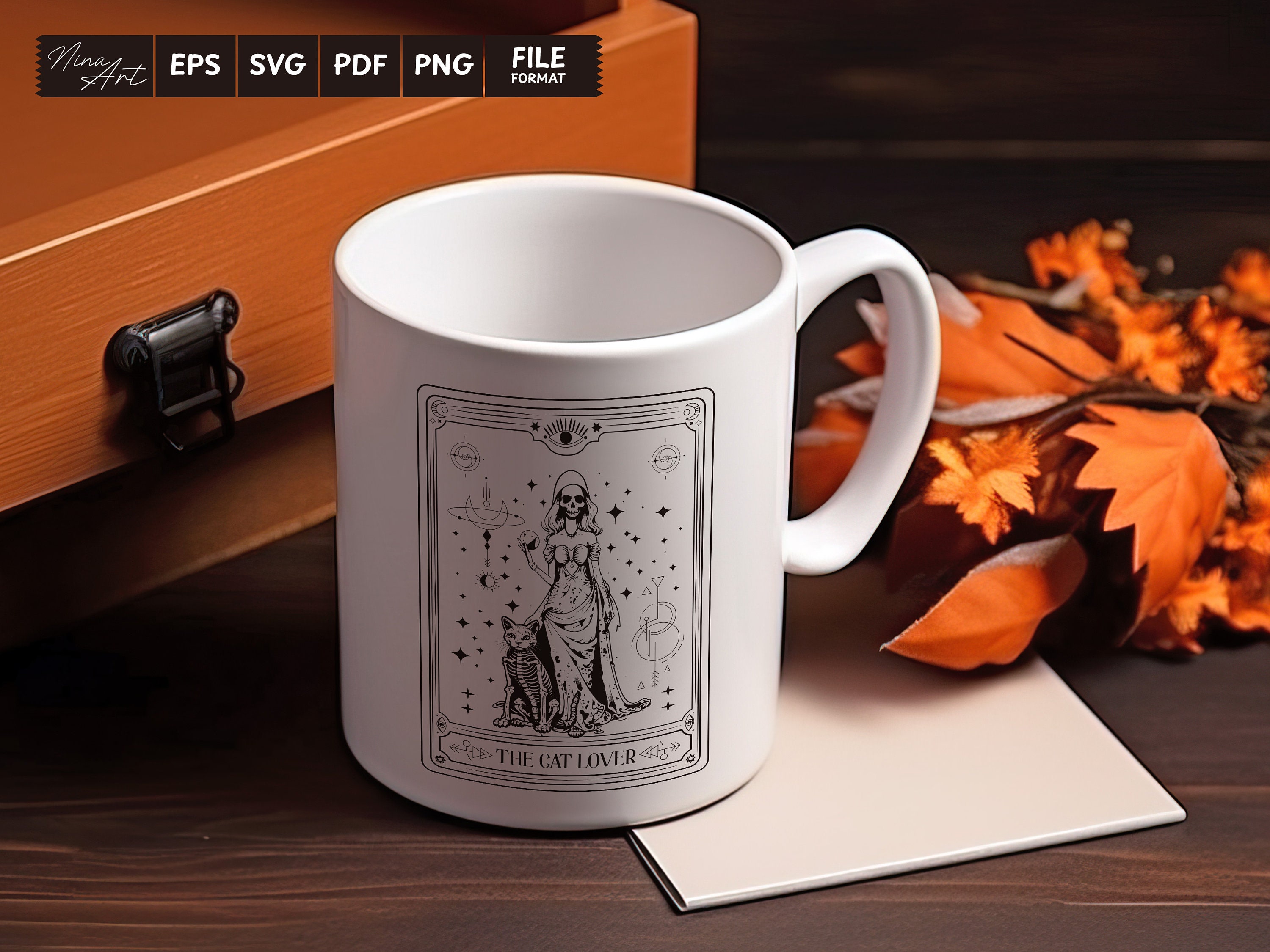 The Cat Lover Tarot SVG, Skeleton and Cat Svg, Cat Tarot Svg, Tarot ...