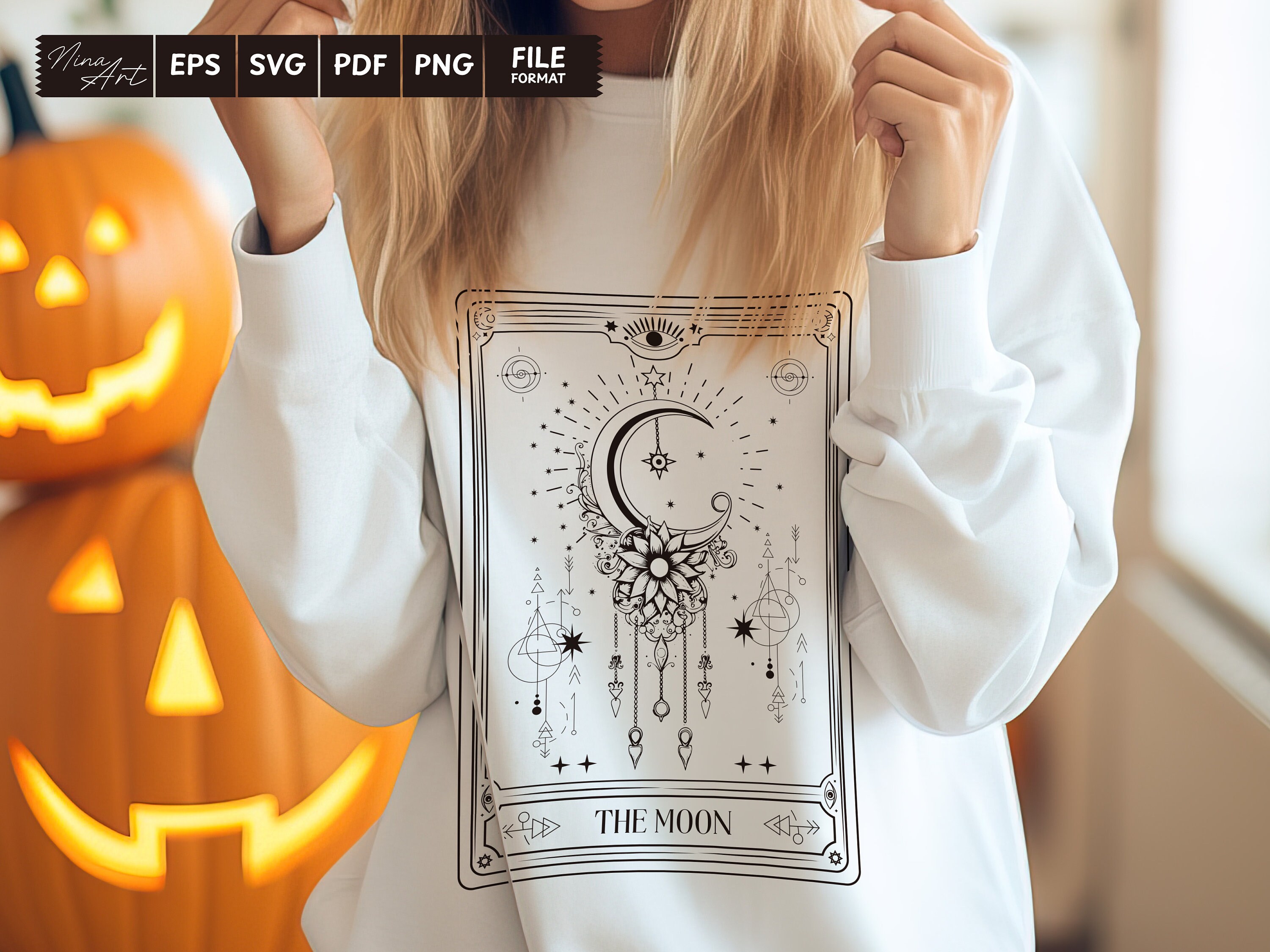 The Moon Tarot SVG, Moon Svg, Skeleton Svg, Skull Tarot Svg, Tarot Card ...
