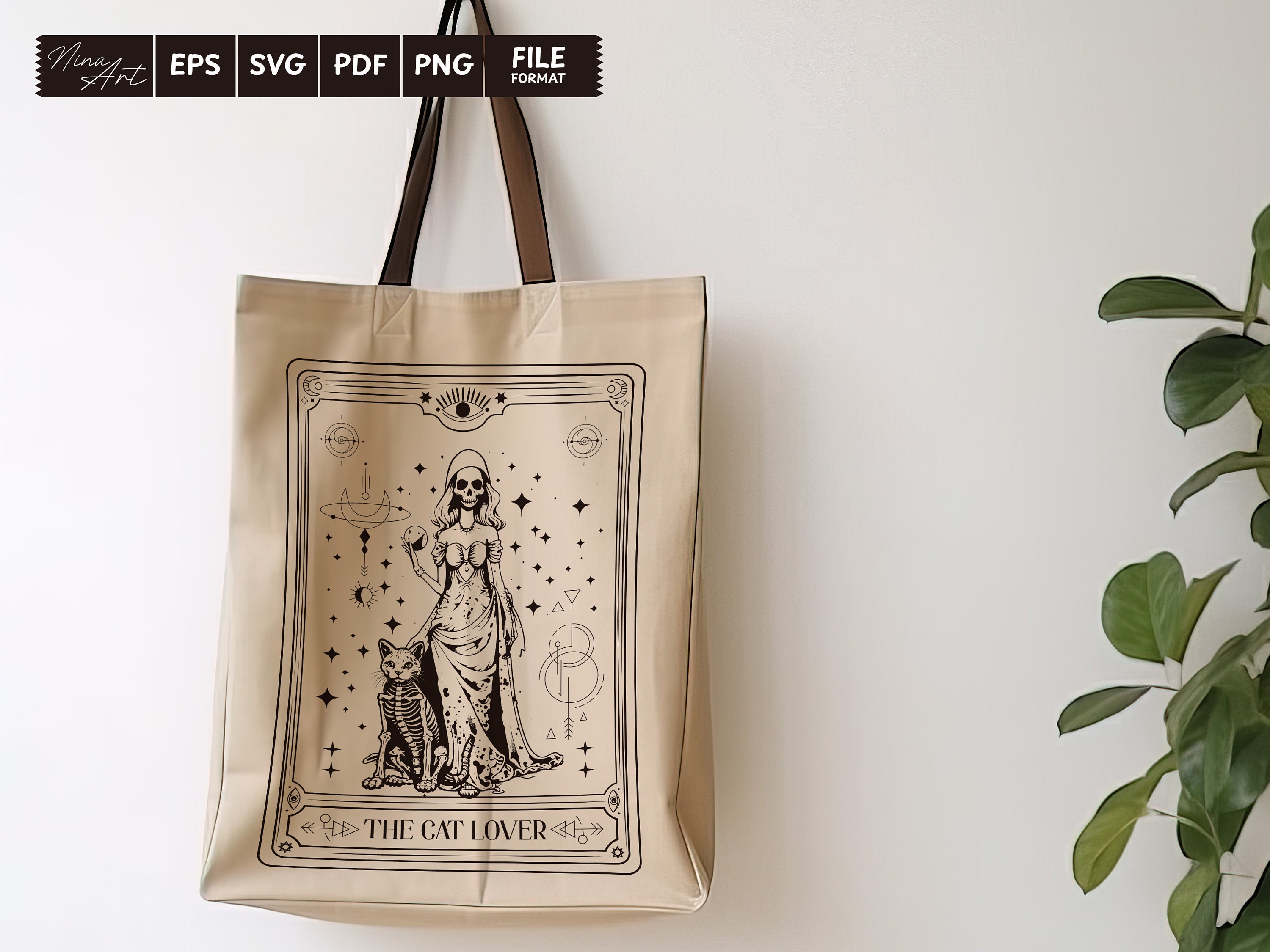 The Cat Lover Tarot SVG, Skeleton and Cat Svg, Cat Tarot Svg, Tarot ...