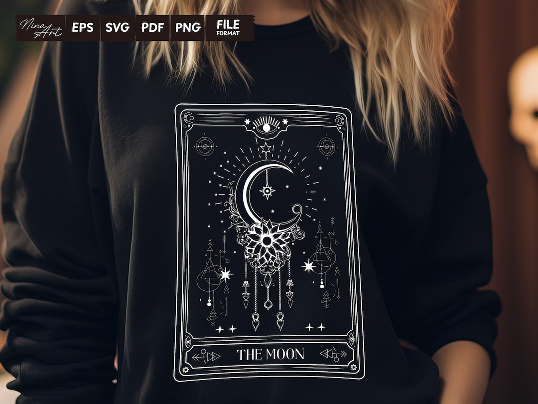 The Moon Tarot SVG, Moon Svg, Skeleton Svg, Skull Tarot Svg, Tarot Card ...