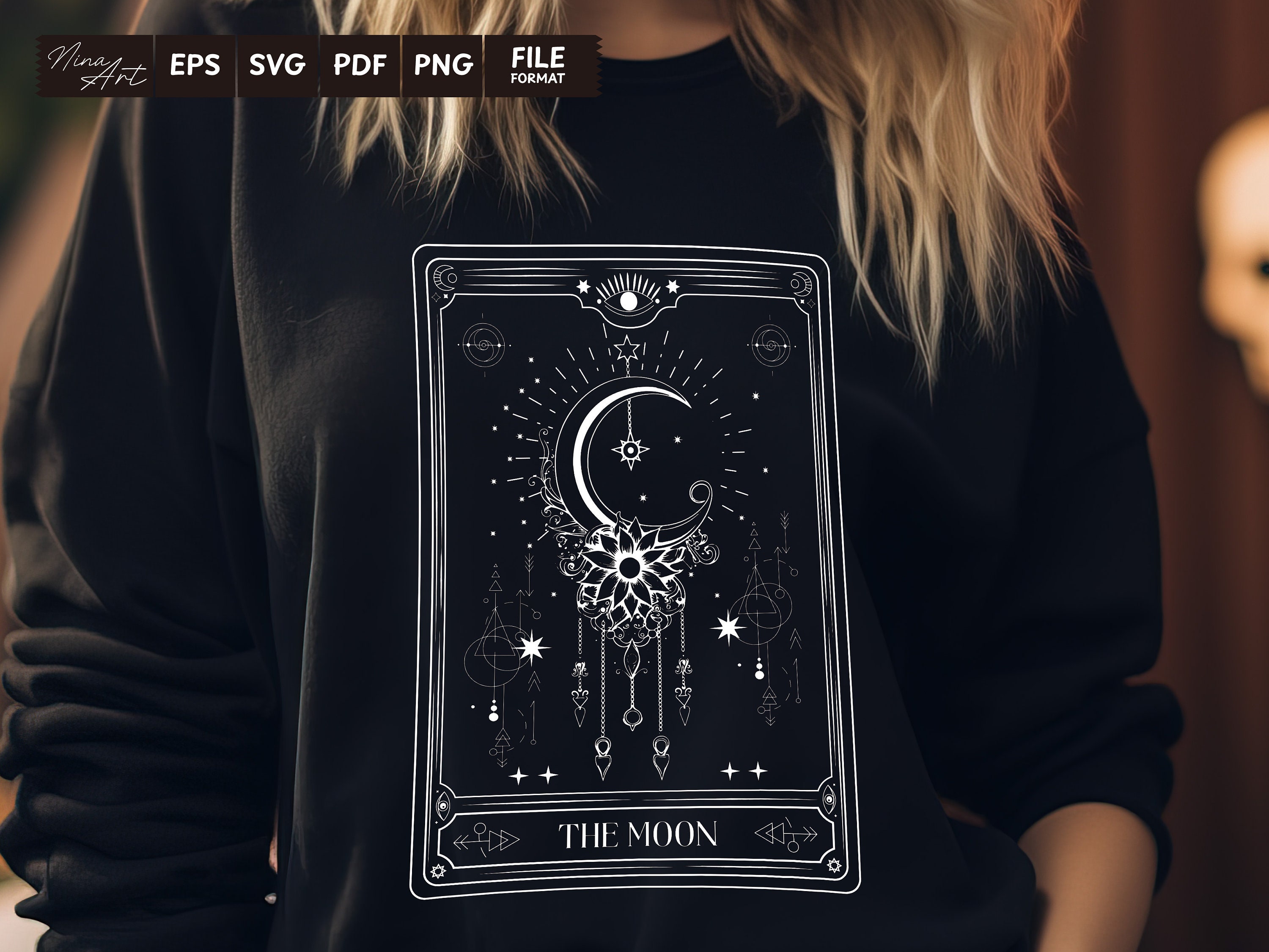 The Moon Tarot SVG, Moon Svg, Skeleton Svg, Skull Tarot Svg, Tarot Card ...