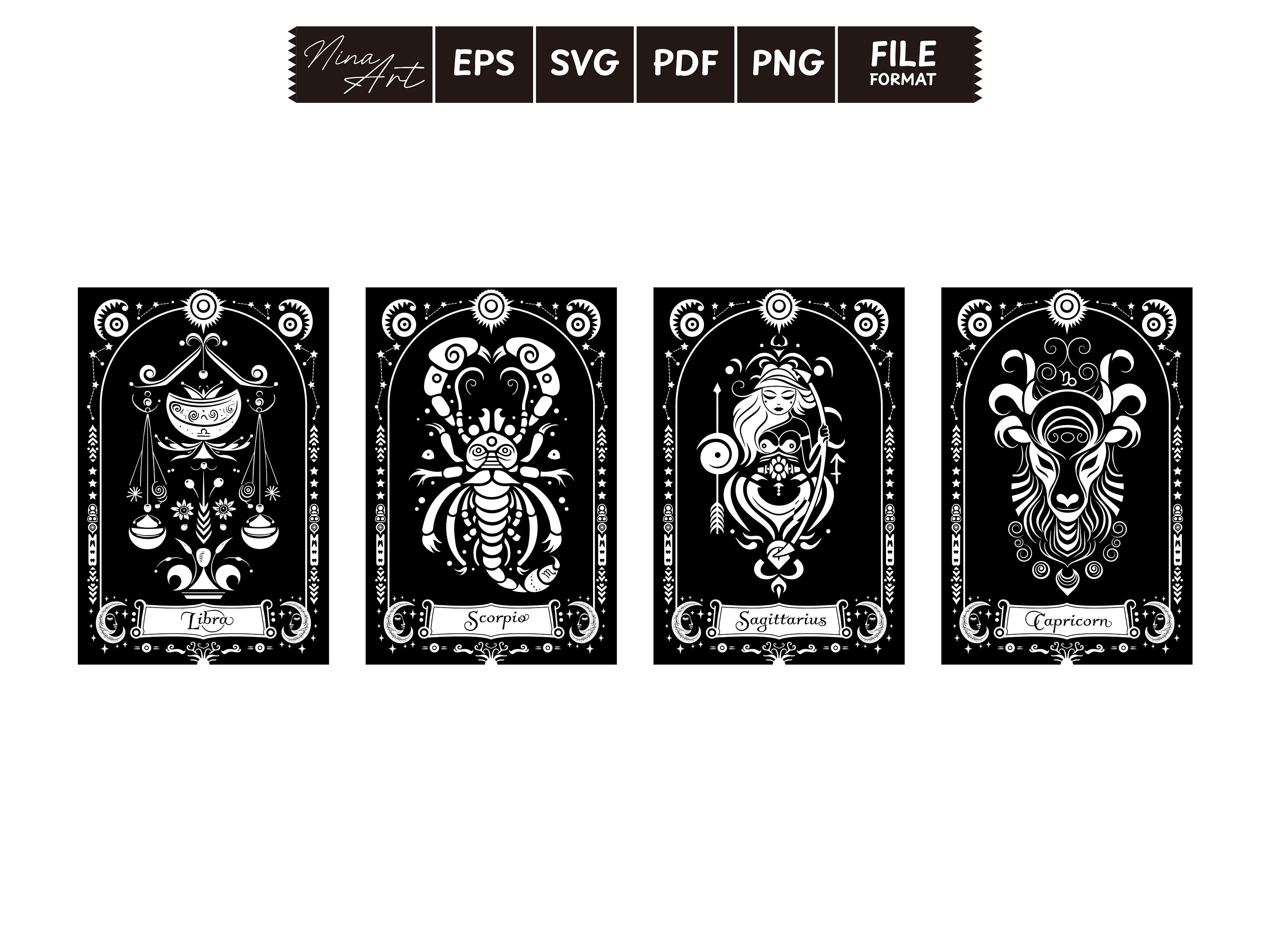 Zodiac Cards SVG, Tarot Cards Svg, Mystical Clipart, Zodiac Sign Svg ...